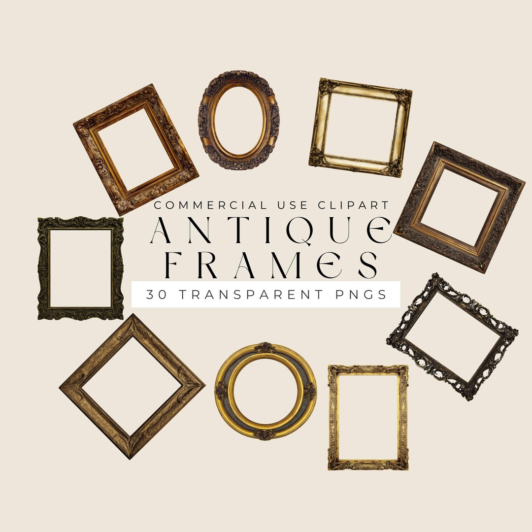Antique Frames Clipart Bundle – 30 Transparent Pngs | Vintage Gold ...