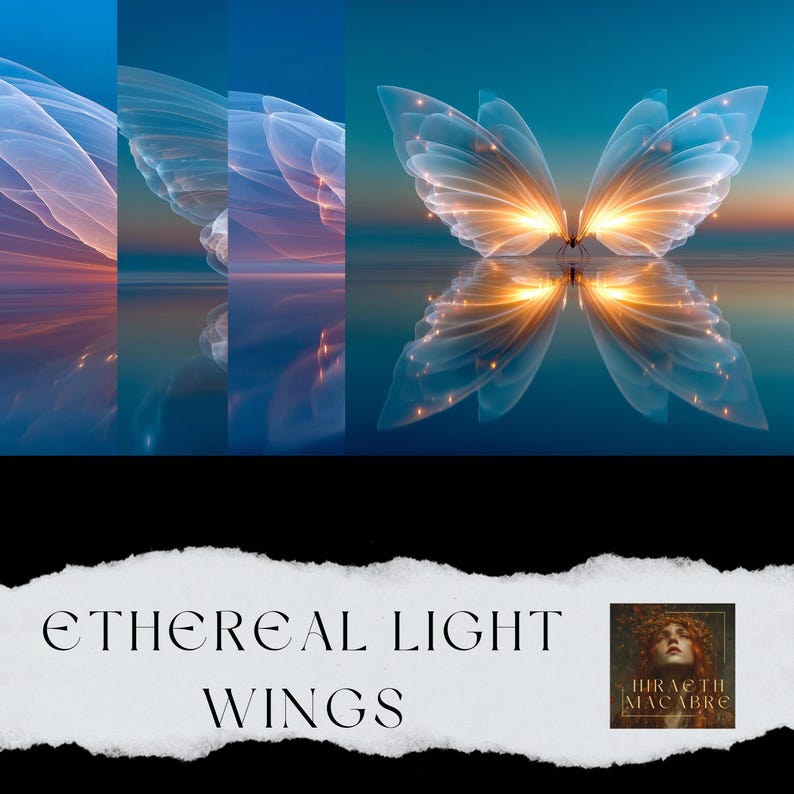 Ethereal Light Wings Clipart Set | Luminous Wings | Fantasy Light Art ...