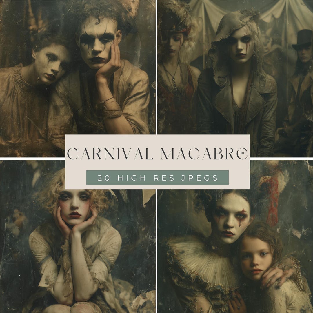 Carnival Macabre • 20 Gothic Circus Digital Papers • Dark Vintage Clown ...