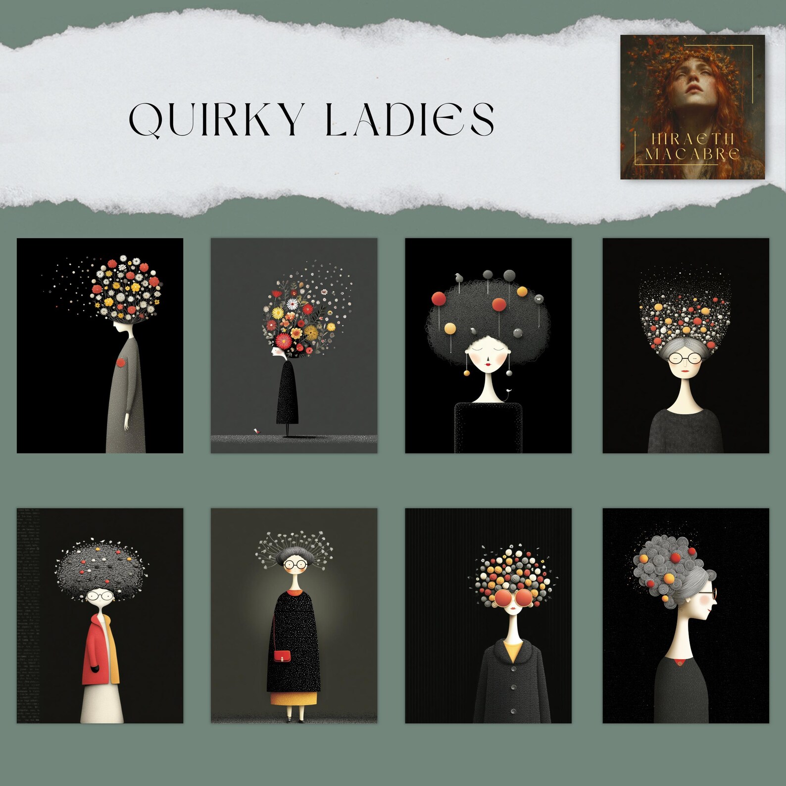Quirky Ladies Collection | 24 Whimsical Portraits | Modern Folk ...