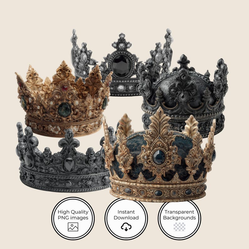 Fancy Regal Crowns PNG Clipart | Royal Crown Graphics |gothic Tiara Set ...