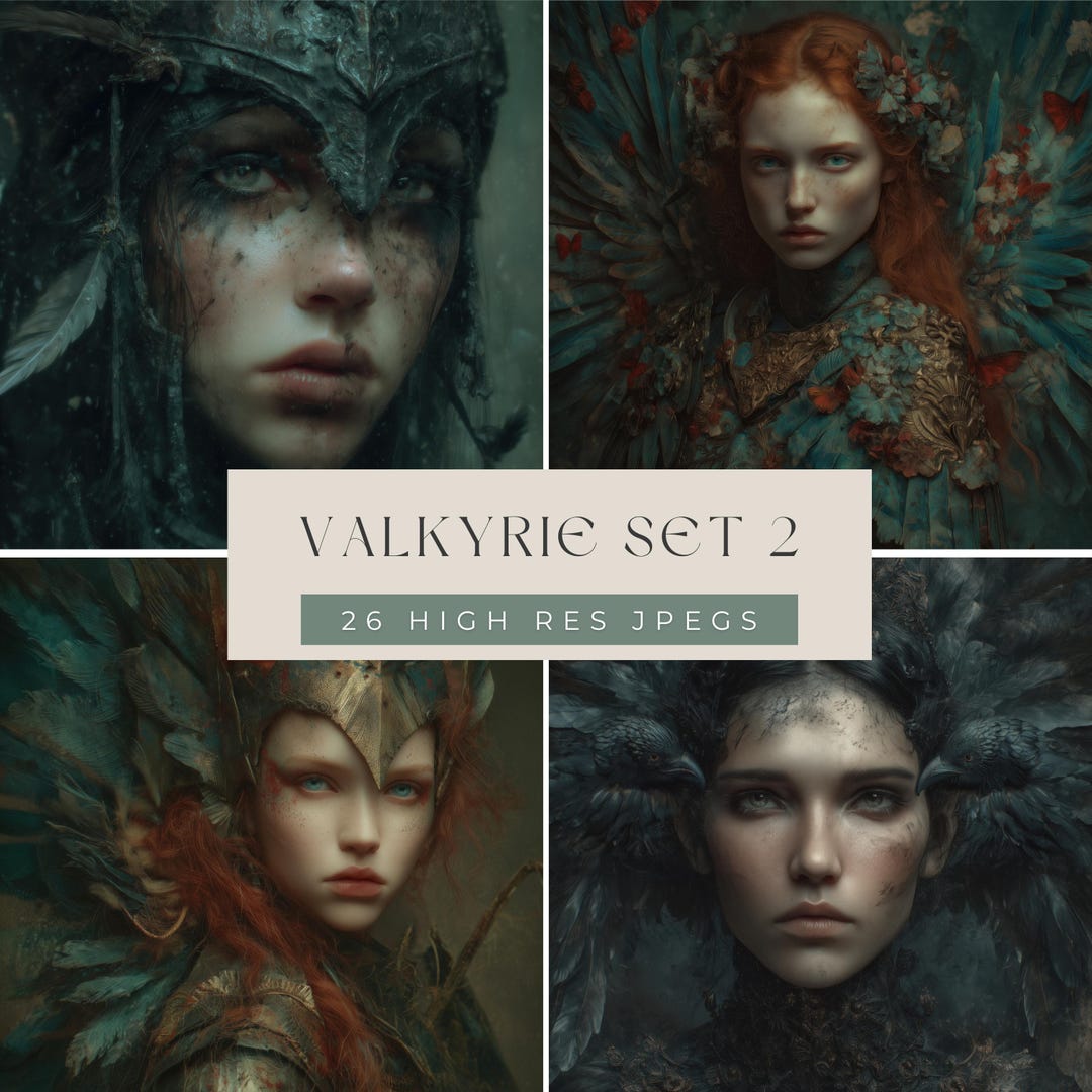 Valkyrie Set 2 • 26 Digital Papers • Dark Fantasy Warrior Women Art ...