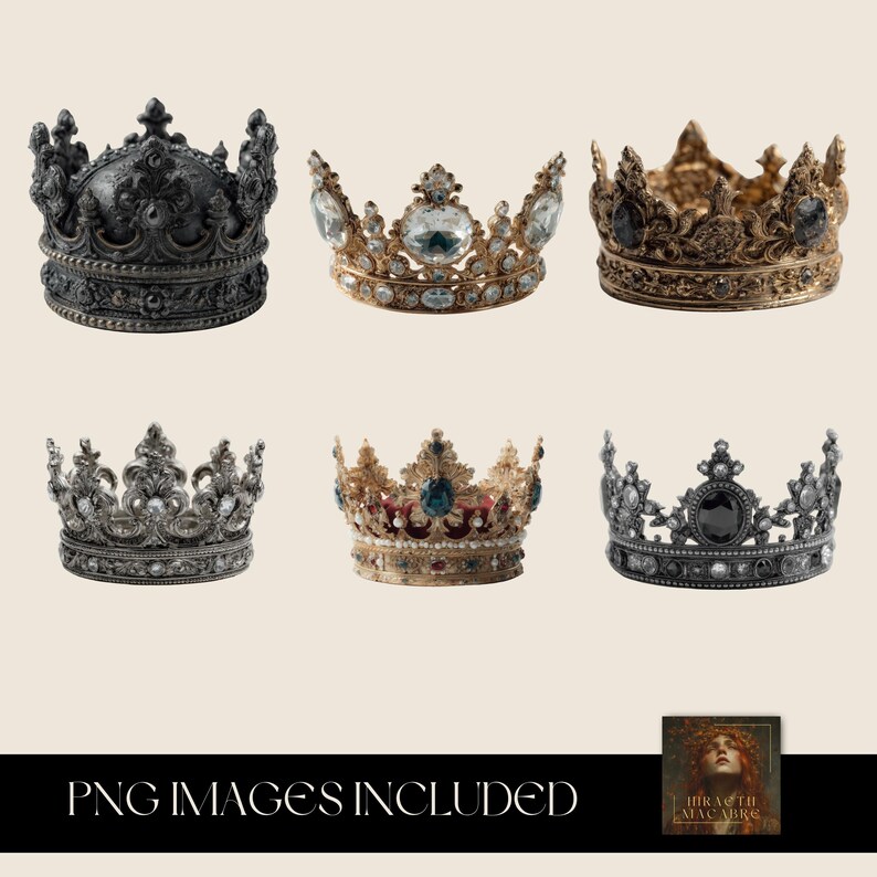 Fancy Regal Crowns PNG Clipart | Royal Crown Graphics |gothic Tiara Set ...