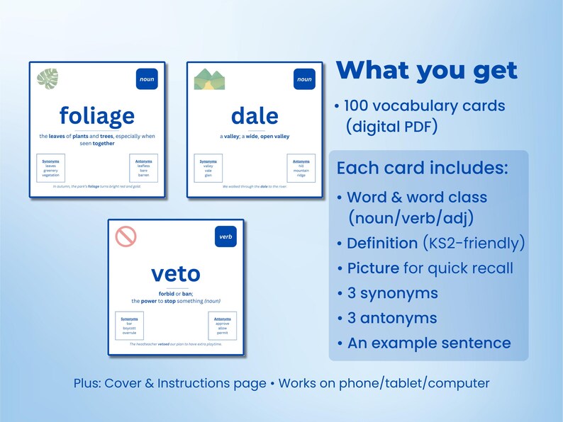 Flashcards for Kids · Printable Vocabulary Cards · Homeschool English ...