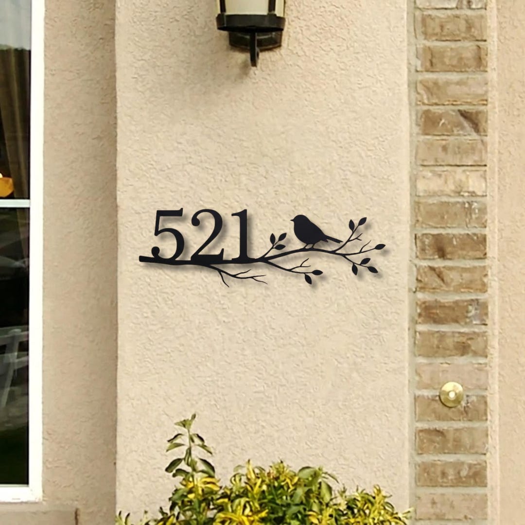 Customl Adress Plaque, House Number Sign, Bird Address Sign, Gate ...