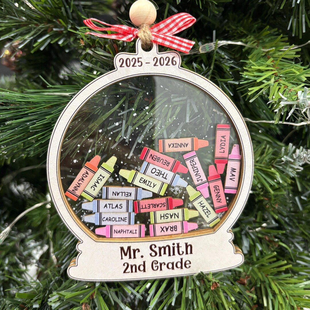 Custom Crayon Box Student Names Ornament, Teacher Christmas Ornament ...