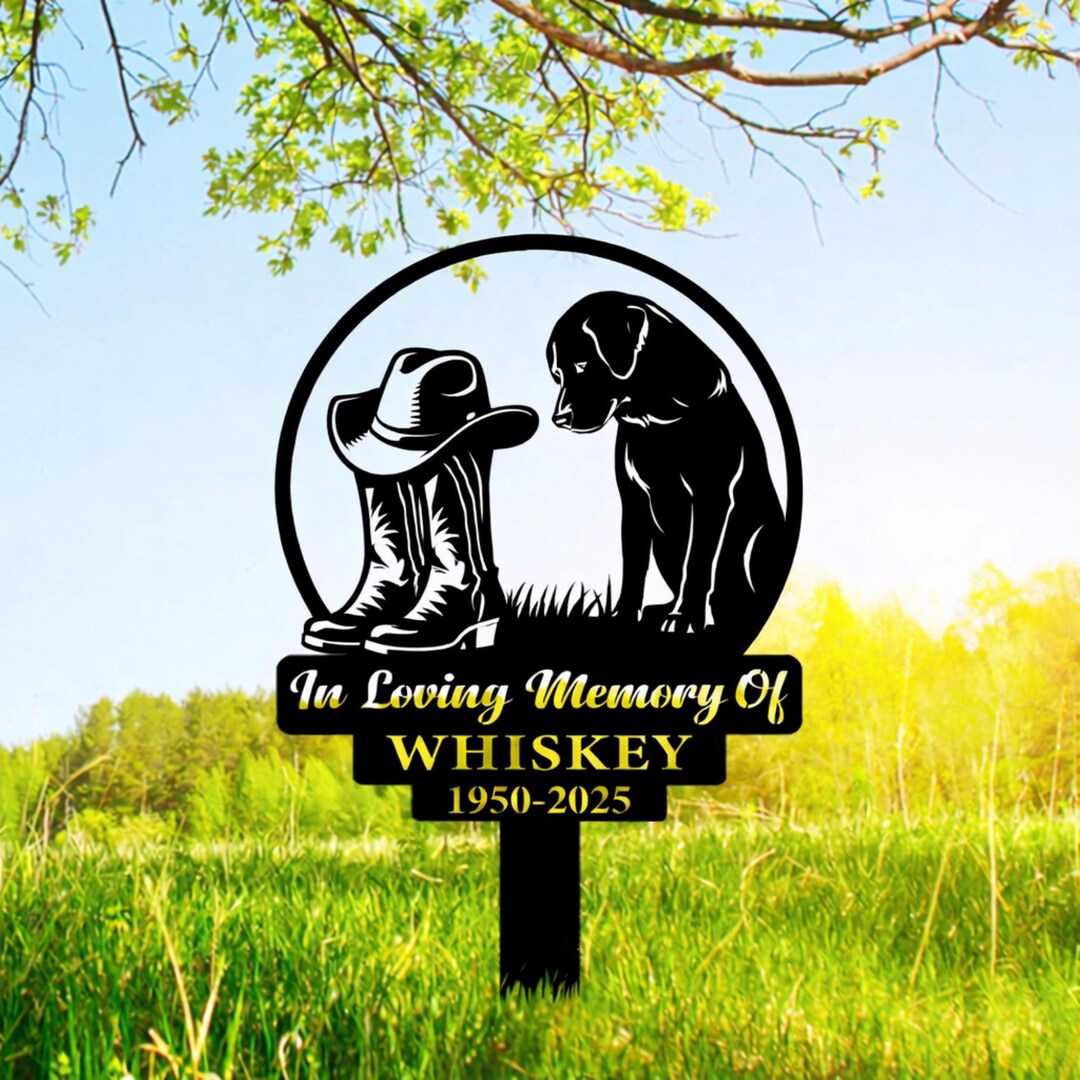 Custom Dog Memorial Sign: Pet Grave Marker,western Garden Memorial ...