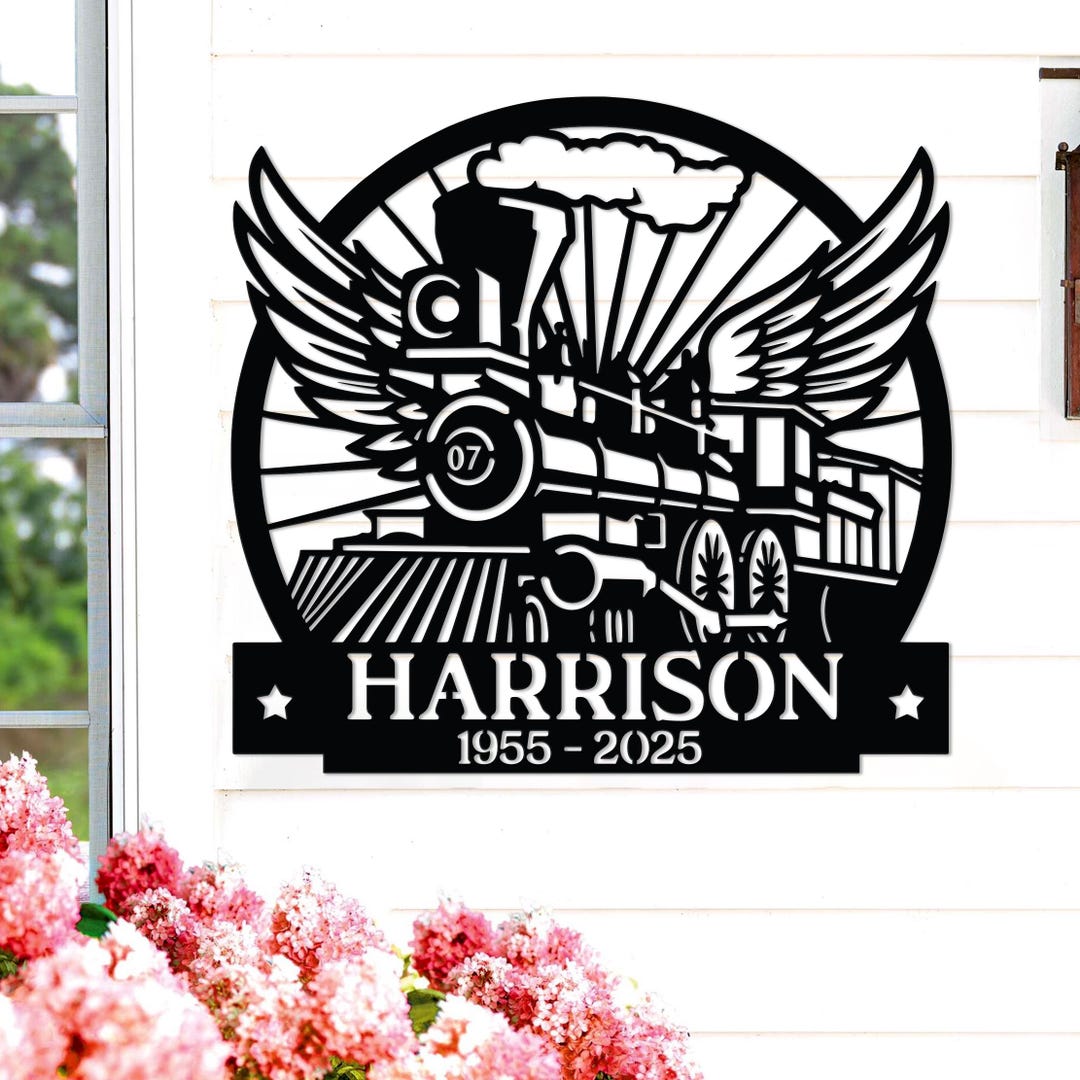 Personalized Train Memorial Metal Sign, Sympathy Sign, Outdoor Metal ...