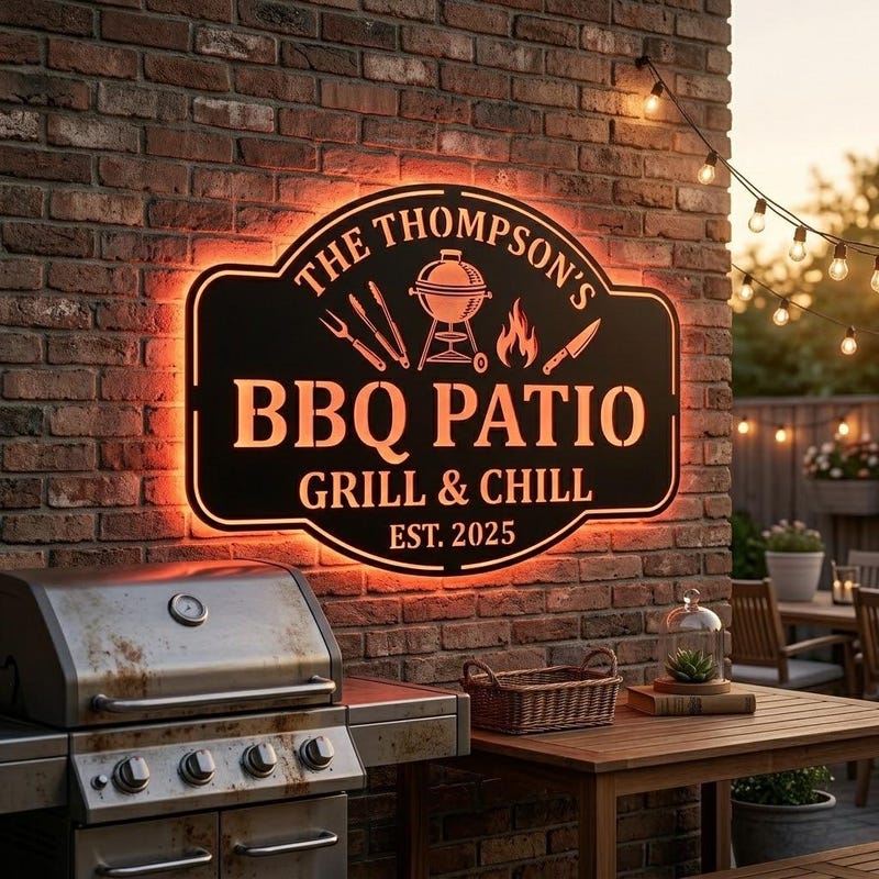 Neon Backyard Bbq Signs - Etsy UK