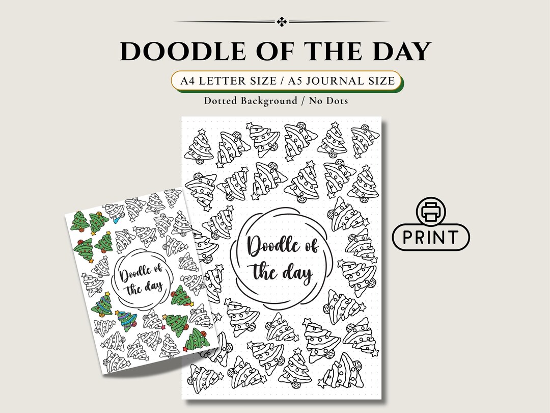 Christmas Doodle Tracker Printable, Daily Drawing Challenge, Holiday ...