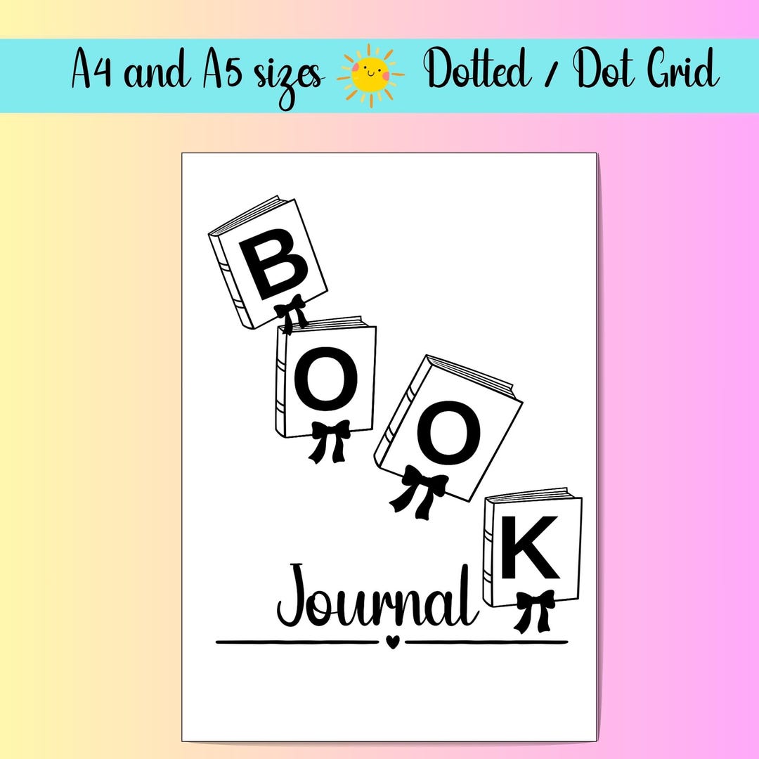 Printable Book Journal Cover Page PDF, Coquette Bows Reading Log Title ...