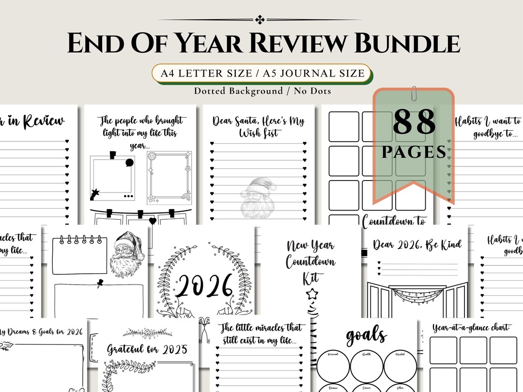 2025 Year End Review Journal • 2026 Goal Planner (Printable PDF) - Etsy ...