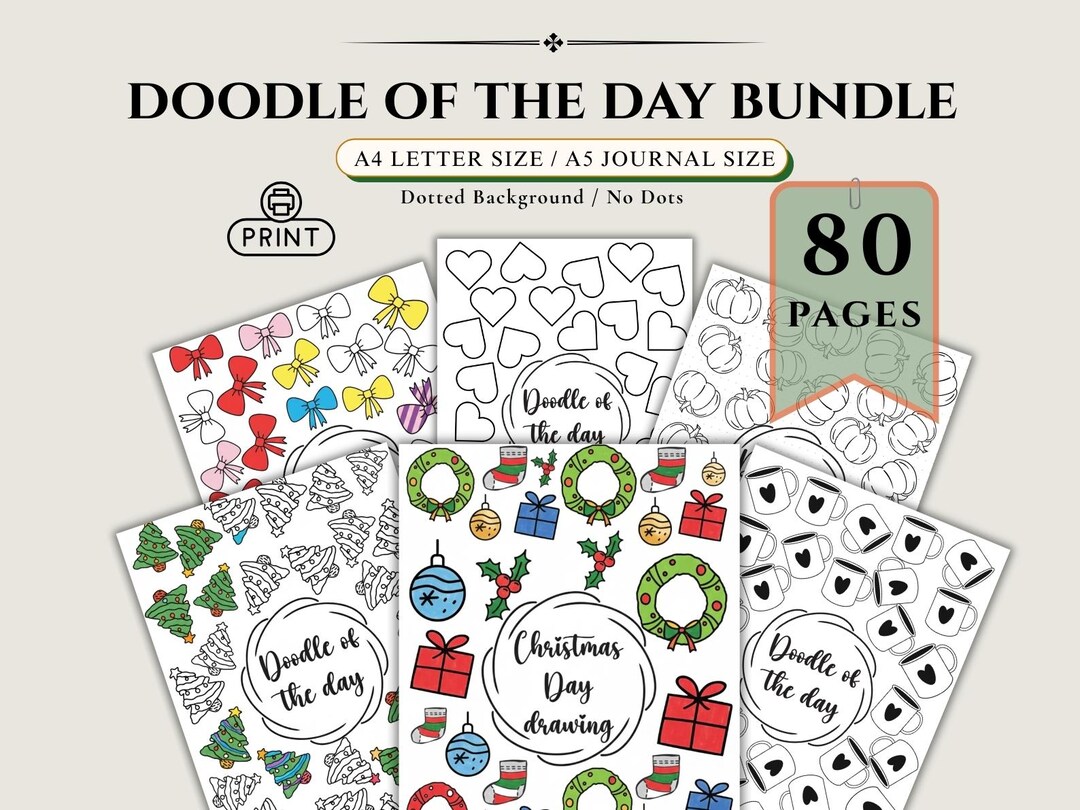 Doodle Prompts Bundle | A4 A5 Dot Grid & Plain Inserts (PDF) - Etsy