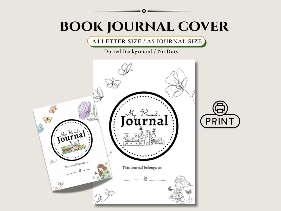 Butterfly Book Journal Cover Page, Reading Tracker Insert PDF ...