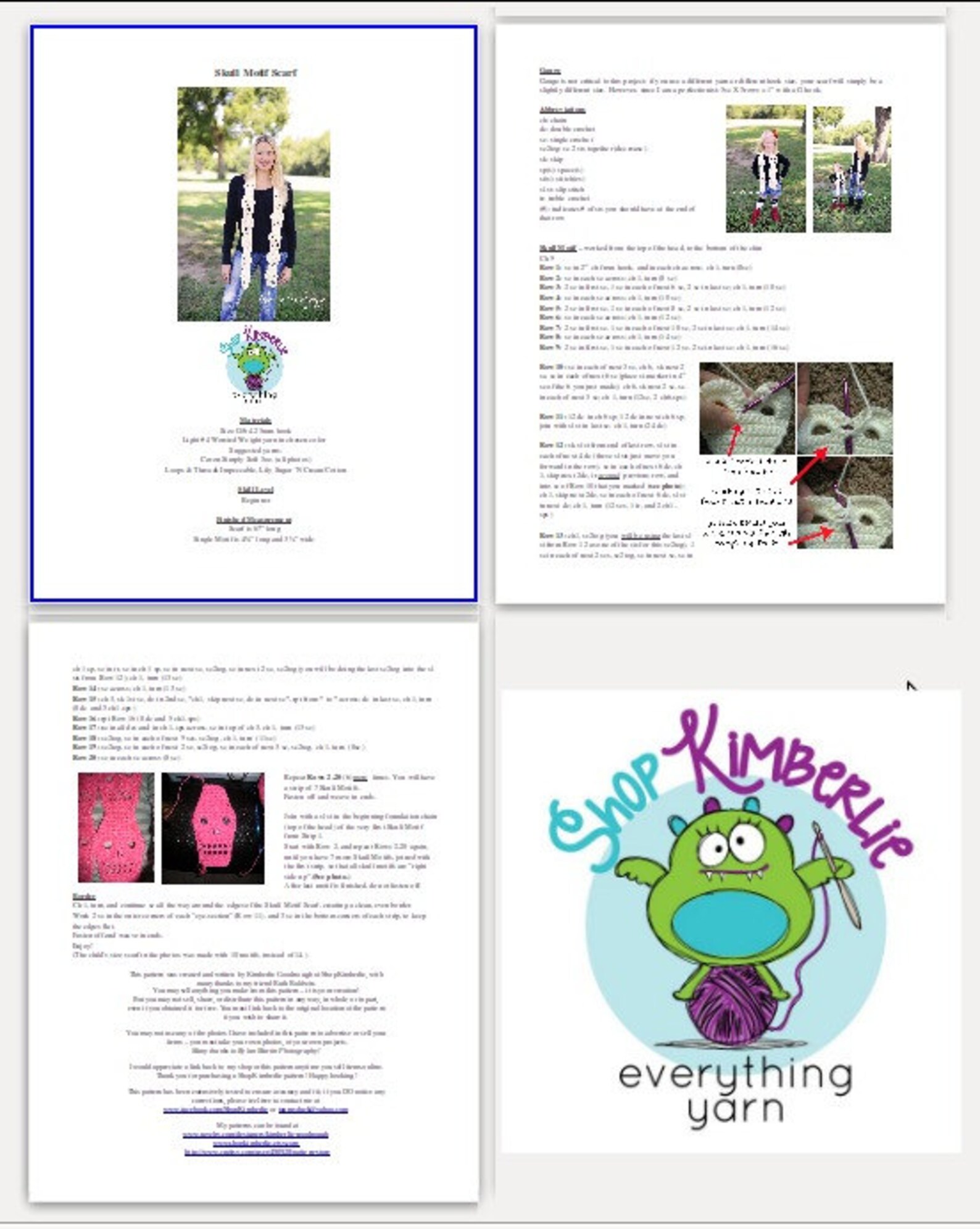 PATTERN Skull Motif Scarf Crochet PATTERN - Etsy