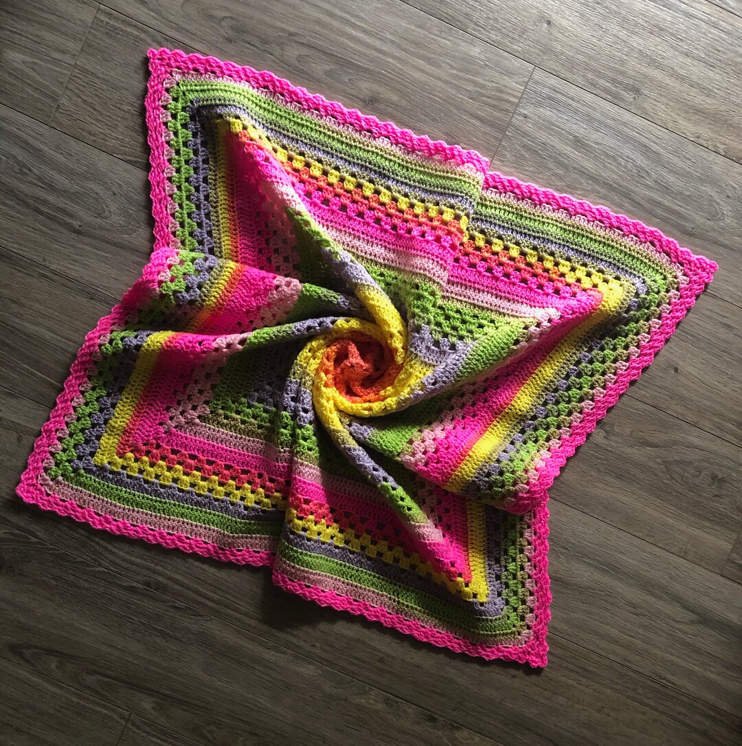 Crochet Baby Blanket Neon Sherbet - Etsy