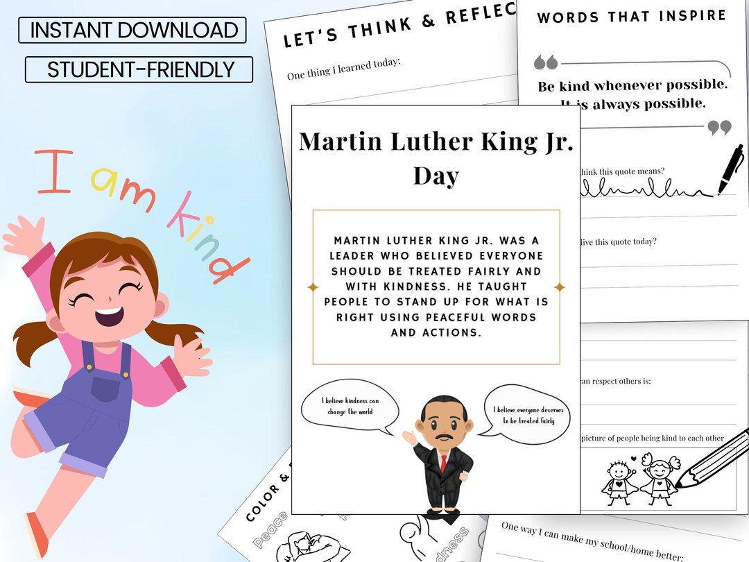 Martin Luther King Jr Printable | MLK Day Activity for Kids | Civil ...