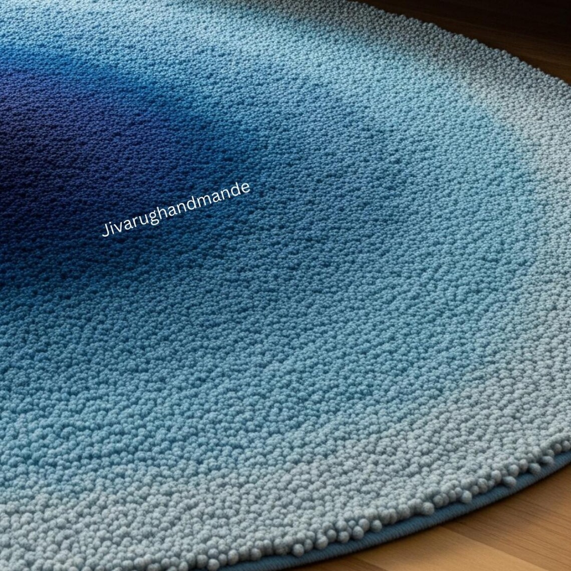 Blue Ombre Round Rug | Abstract Gradient Area Rug | Modern Navy and ...