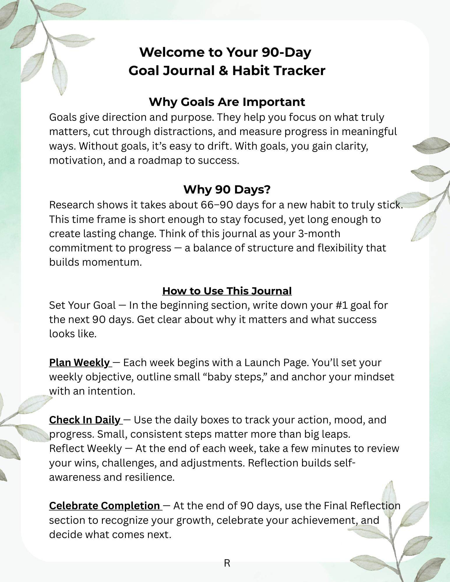 90-day Goal Journal & Habit Tracker: Guided Self-improvement Planner ...
