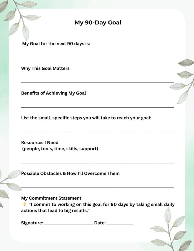 90-day Goal Journal & Habit Tracker: Guided Self-improvement Planner ...
