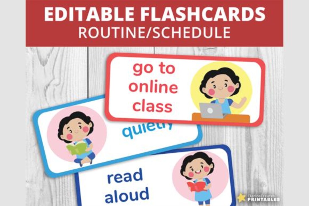 Editable Kids Daily Routine Flashcards | Visual Schedule (PDF) - Etsy