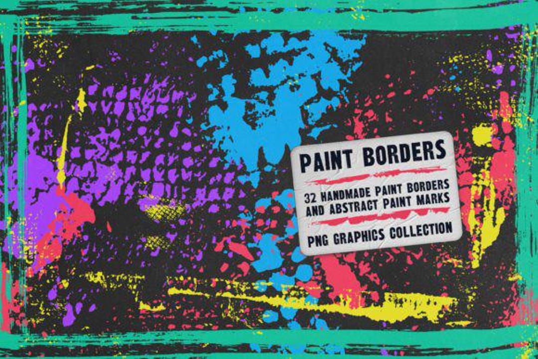 Handmade Paint Borders & Overlays PNG Set: Scrapbooking, Wall Art ...