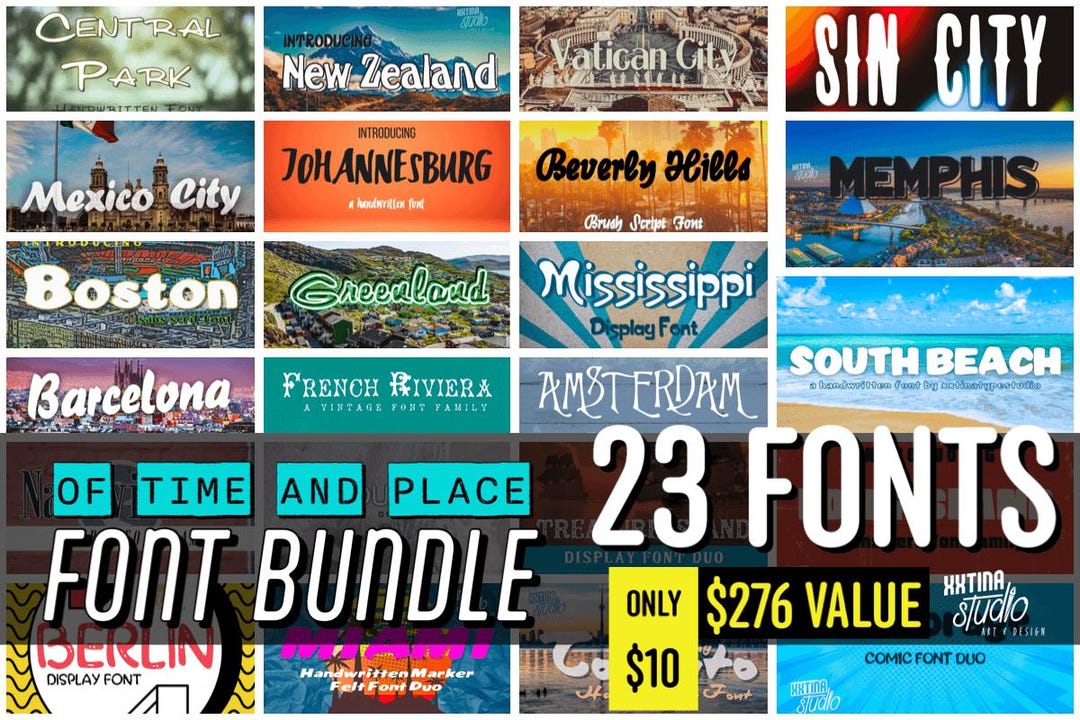 Location Inspired Font Bundle: 23 Unique Fonts for Creatives - Etsy