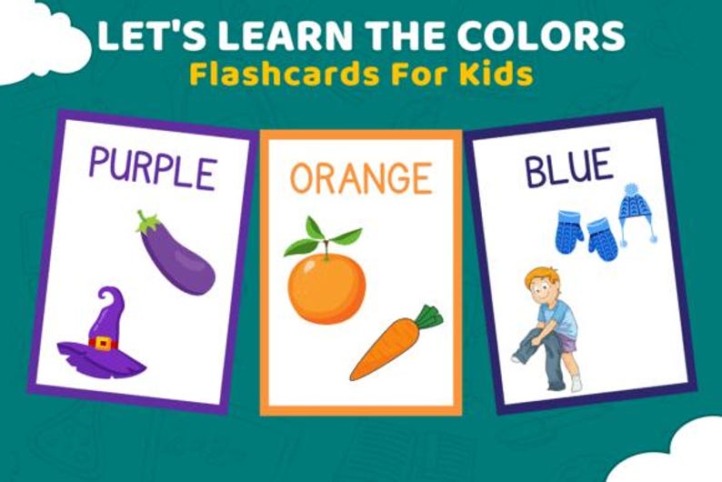 Let's Learn the Colors Flashcards for Kids, Printable Color Recognition ...
