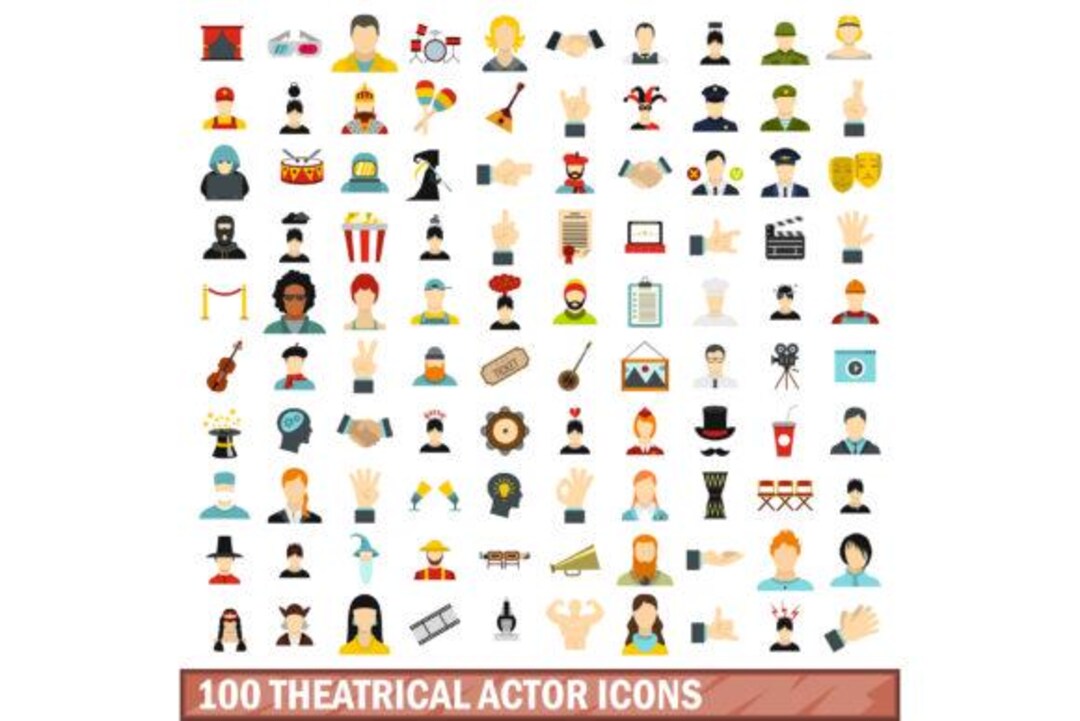 Theatrical Actor Icons: Flat Style Graphics for Theater Projects - Etsy