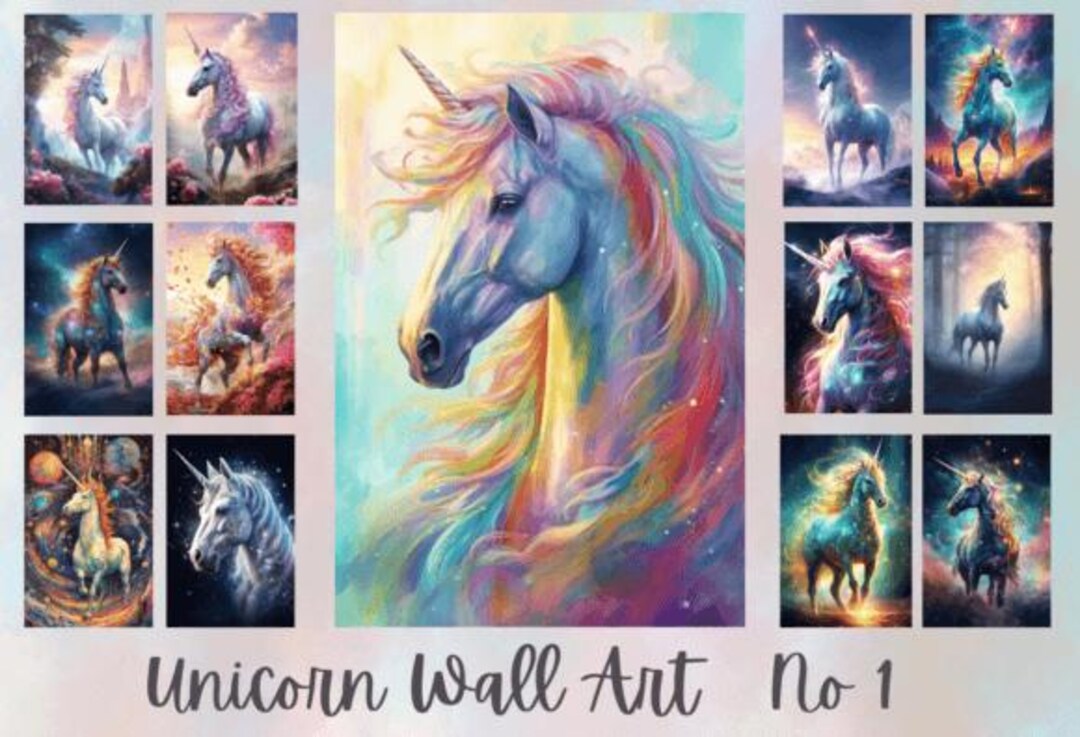Fantasy Unicorns Wall Art Set: Pastel Nursery Decor (digital Download ...