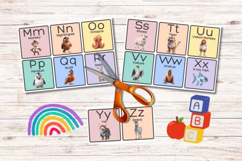 Printable Animal Alphabet Flashcards for Kids | A to Z Educational ...