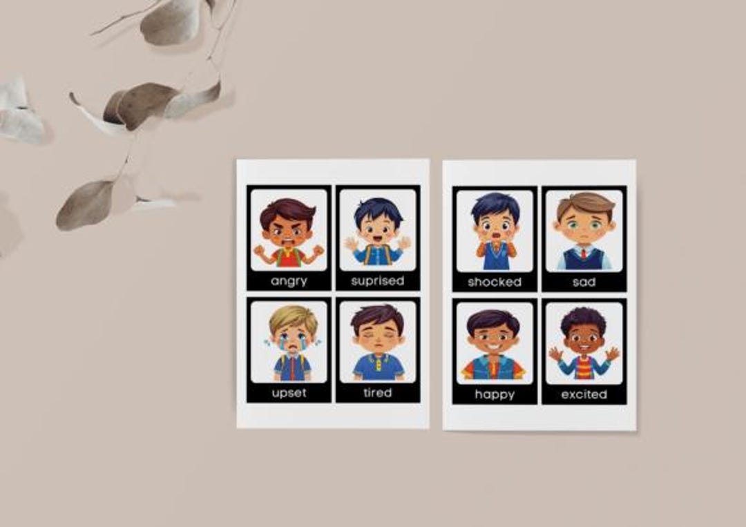 Feelings and Emotions Flashcards for Boys | SEL, Autism (printable PDF ...