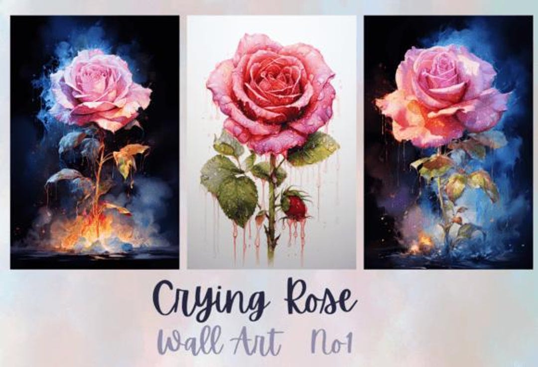 Crying Roses Art Print Set: Moody Floral Wall Decor (digital Download ...