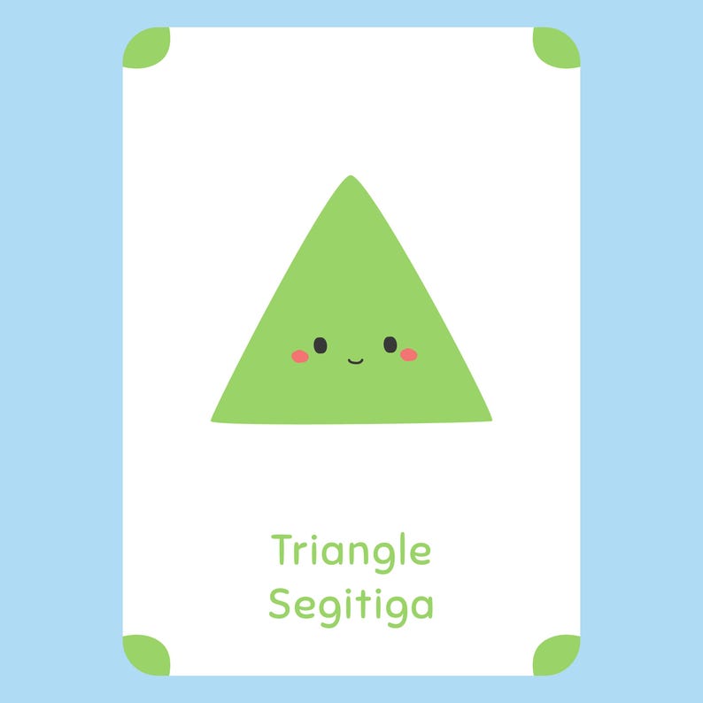 Bilingual 2D Shape Flashcards: English & Indonesian (printable PDF) - Etsy