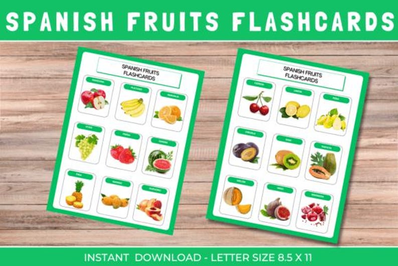 Printable Spanish Fruits Flashcards for Beginners – Bilingual English ...