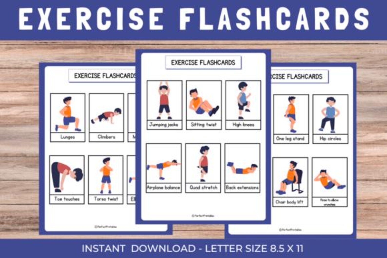 Exercise Flashcards Printable | Physical Education, ESL, Therapy ...