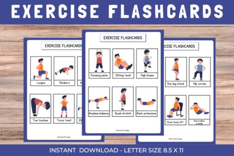 Exercise Flashcards Printable | Physical Education, ESL, Therapy ...