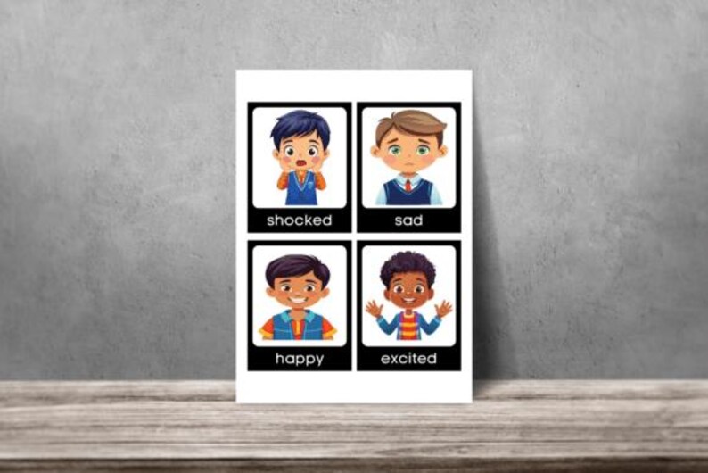 Feelings and Emotions Flashcards for Boys | SEL, Autism (printable PDF ...
