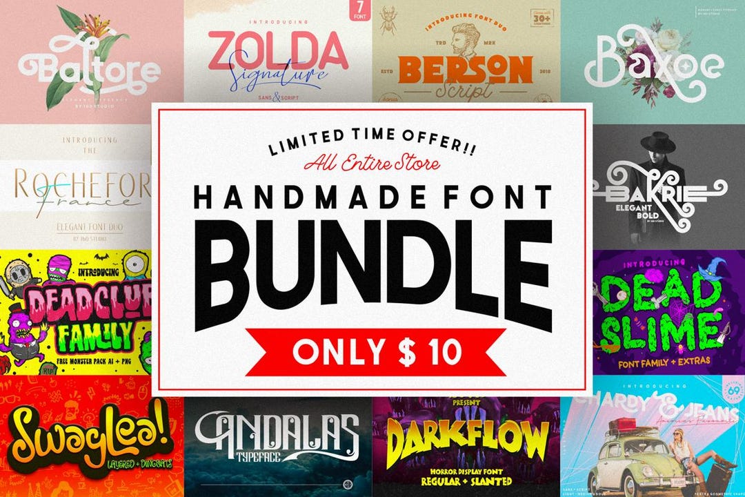 All Store Handmade Fonts Bundle With 20 Unique Premium Fonts and Bonus ...