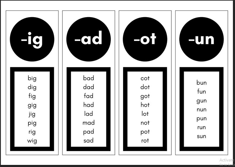 Printable Word Family Flashcards for Reading Practice, Phonics Flash ...