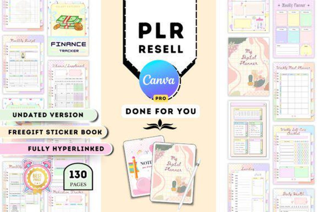 Editable PLR Digital Planner Template, Canva Hyperlinked Pages (digital ...