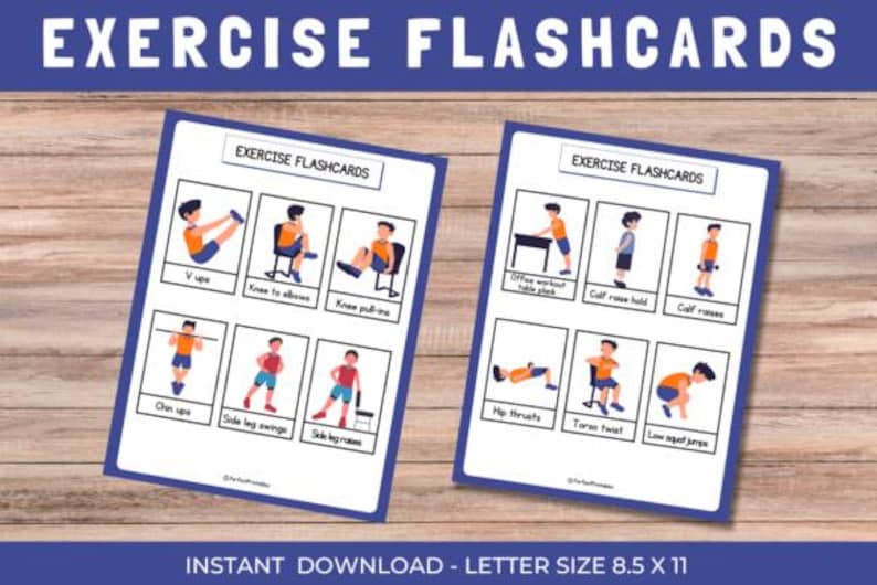Printable Exercise Flashcards for Kids and Adults | Physical Education ...