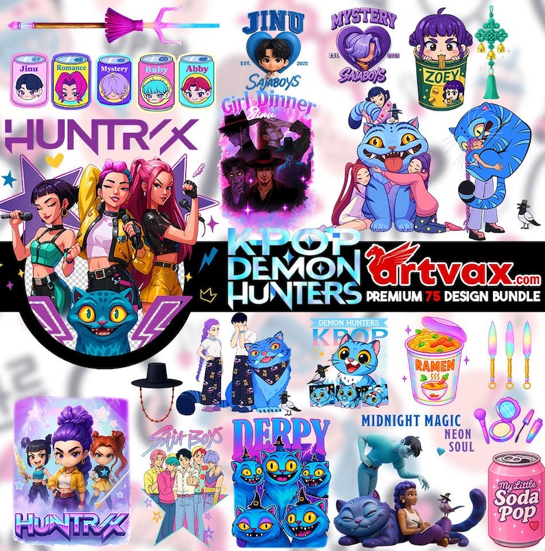 Kpop Demon Hunters Clipart | Anime Kpop Girls PNG Bundle, Kpop Huntrix ...