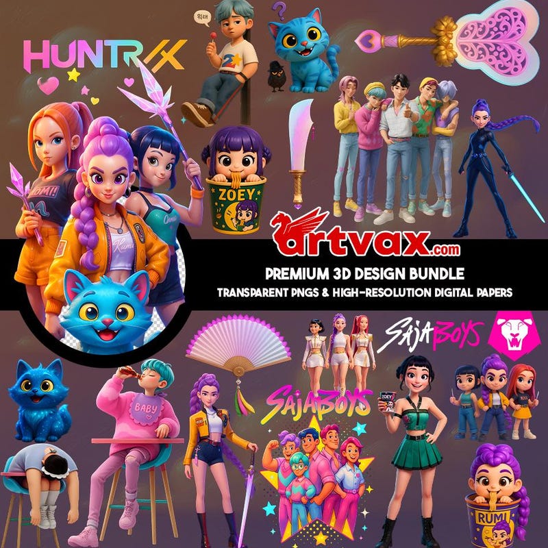 Huntrix Characters Png - Etsy