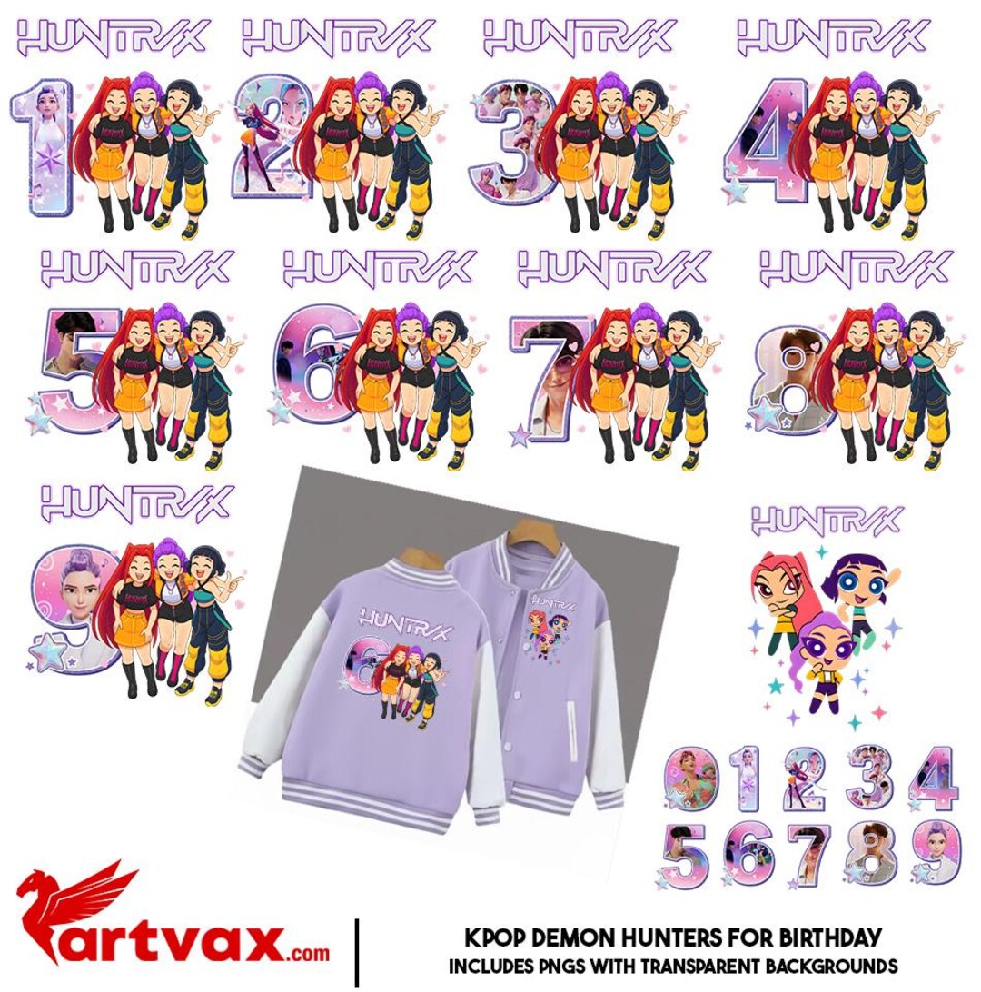 Kpop Huntrix Birthday Numbers Clipart Bundle | Cute Anime Style Pngs ...