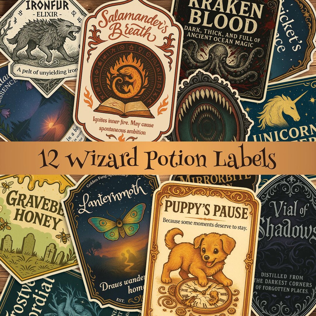 Printable Potion Labels – Vintage Halloween Apothecary Witch Gothic ...
