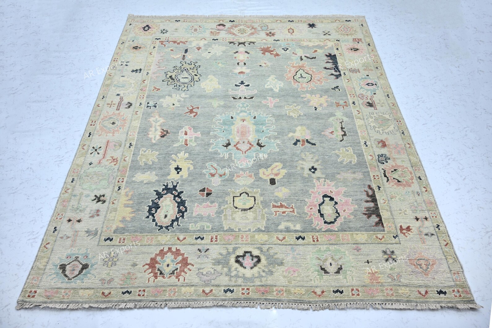 4x6 Ft Hand-knotted Wool Oushak Rug, Gray Silver, Turkish Design - Etsy