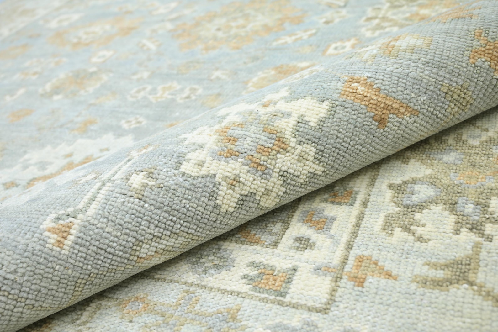 Traditional Hand Knotted Wool Oushak Rug, 2x3 Ft, Silver Aqua Wool - Etsy