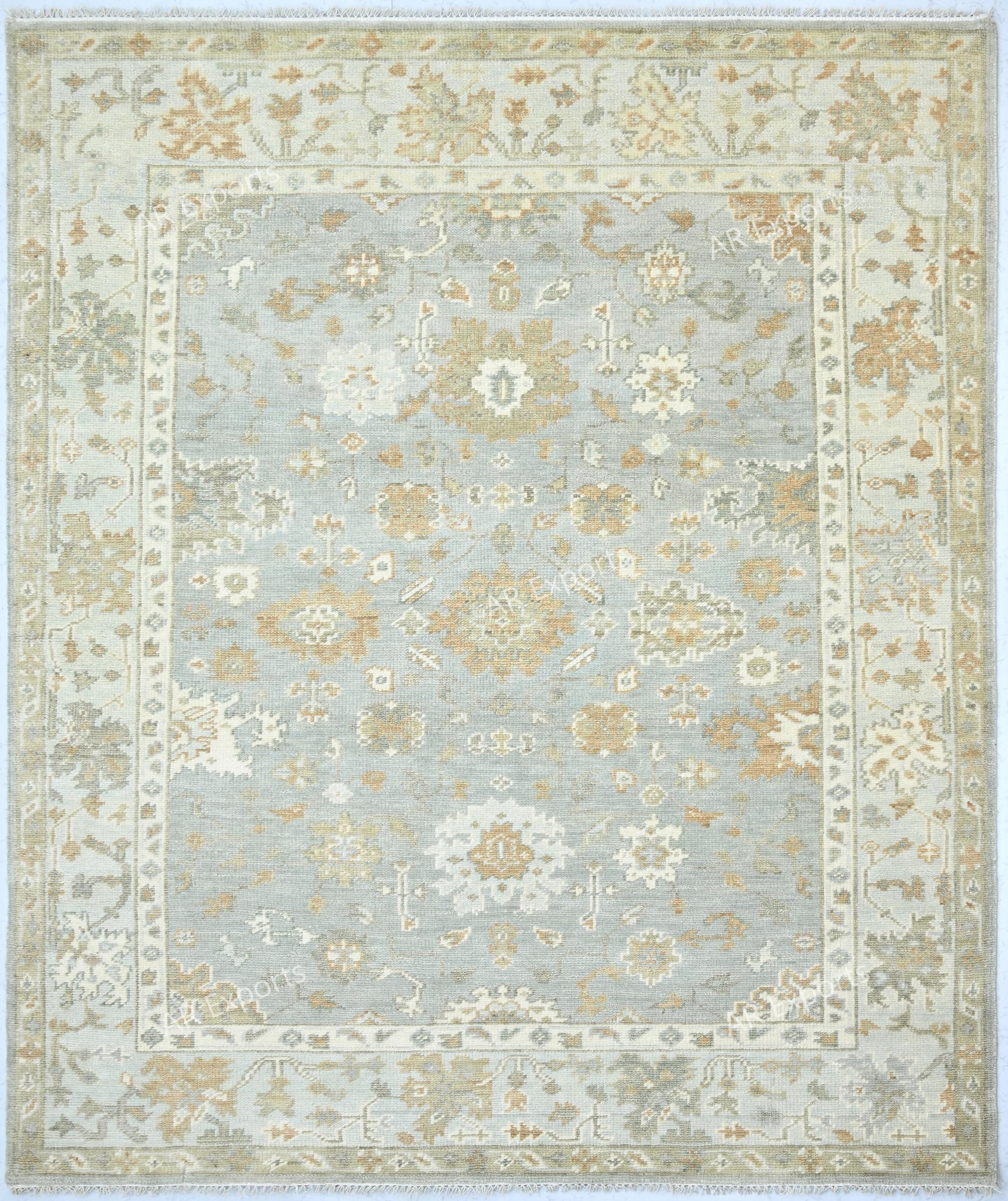 Traditional Hand Knotted Wool Oushak Rug, 2x3 Ft, Silver Aqua Wool - Etsy