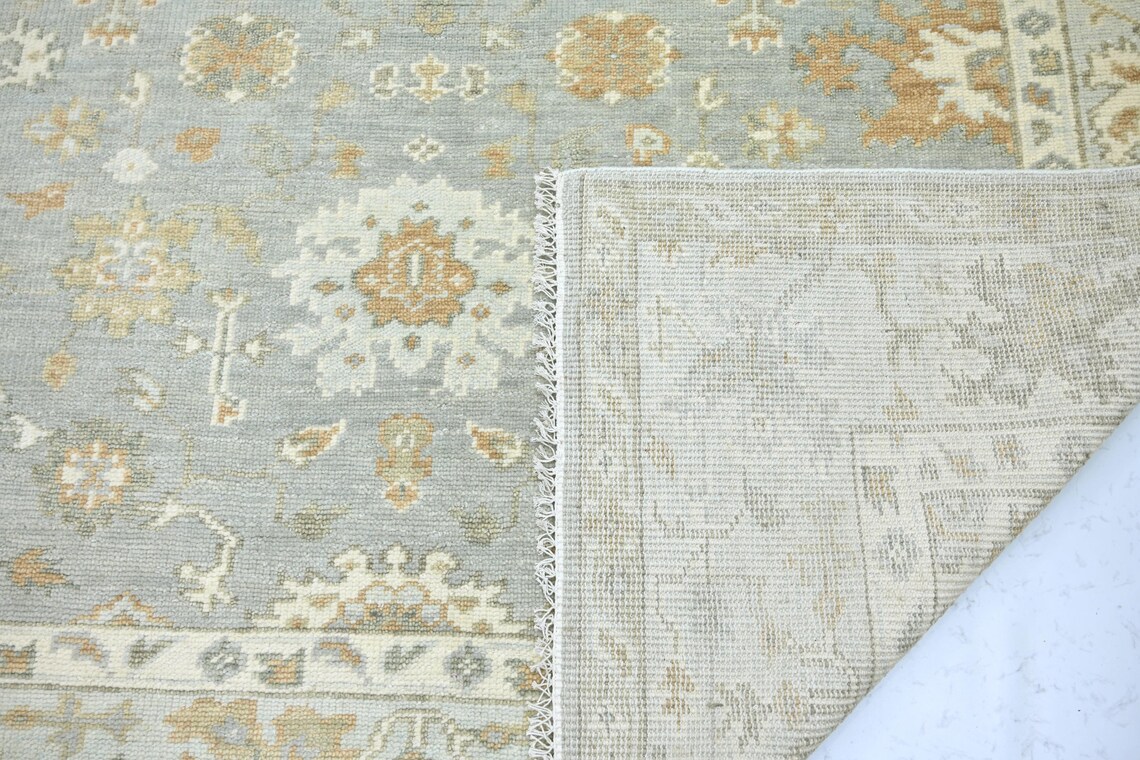 Traditional Hand Knotted Wool Oushak Rug, 2x3 Ft, Silver Aqua Wool - Etsy